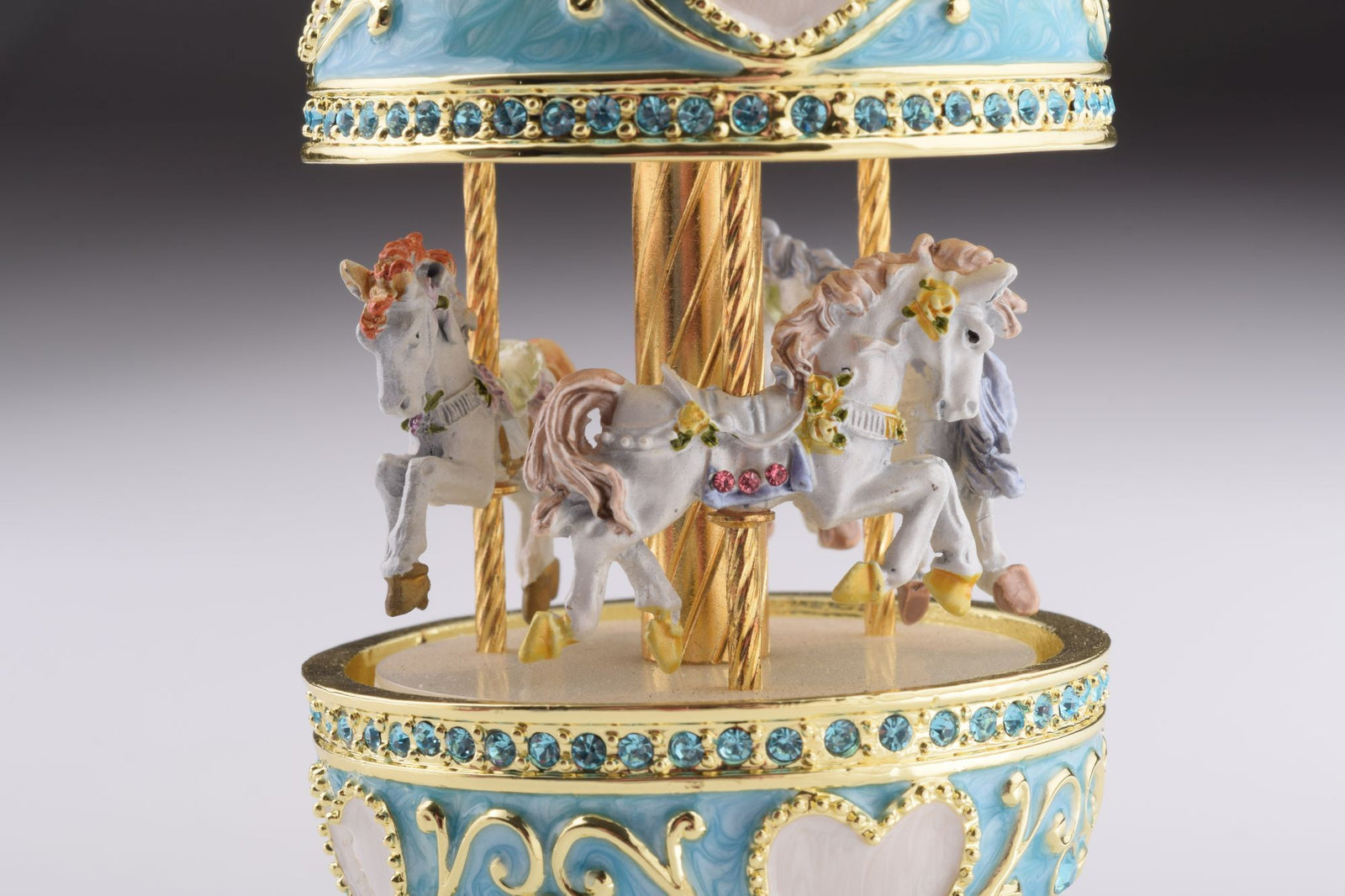 Teal Wind up Musical Carousel