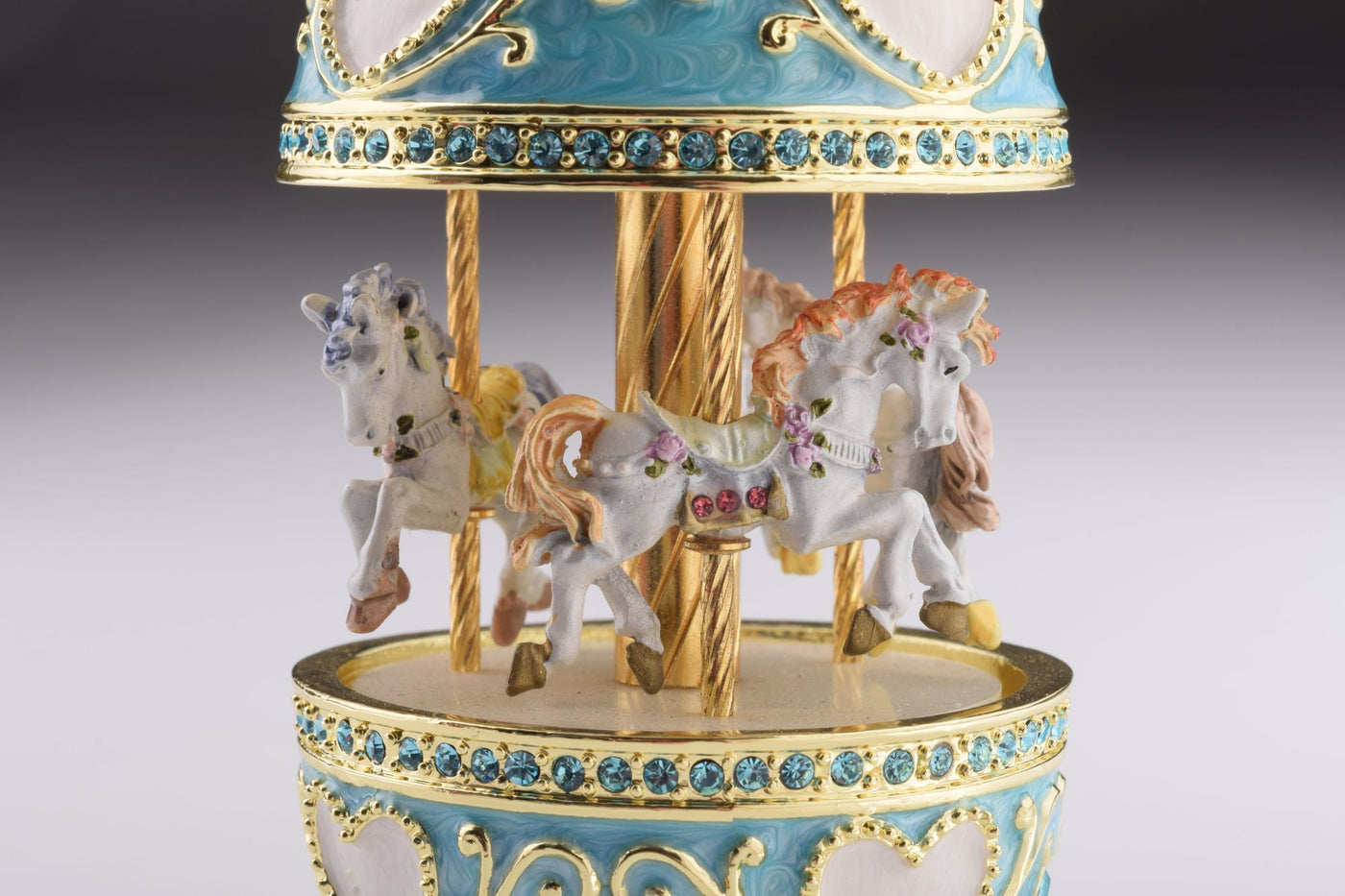 Teal Wind up Musical Carousel