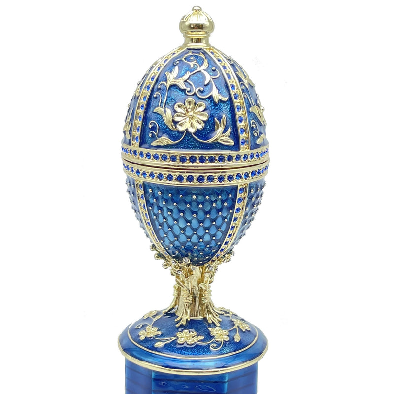 Limited edition Blue Faberge Egg with doves trinket box
