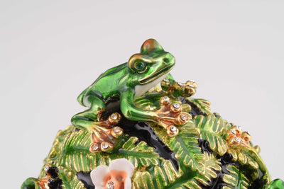 Green Faberge Egg with Frogs