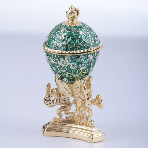 Green Faberge Egg with a Golden Frog Inside