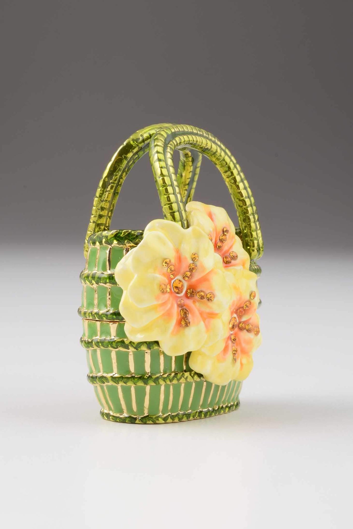 Green Handbag with Yellow Flowers