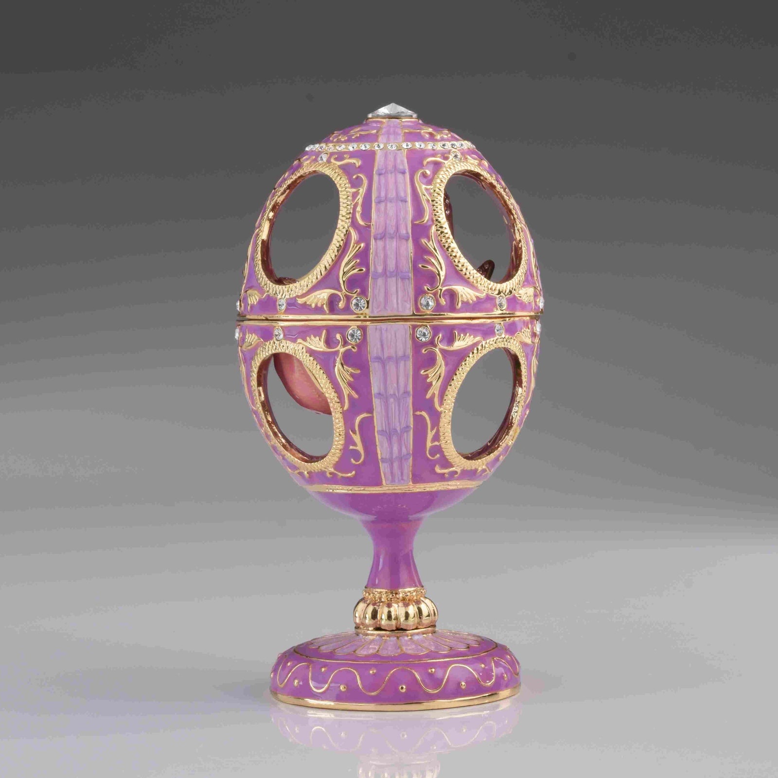 Pink Faberge Egg with Pink Rose Inside