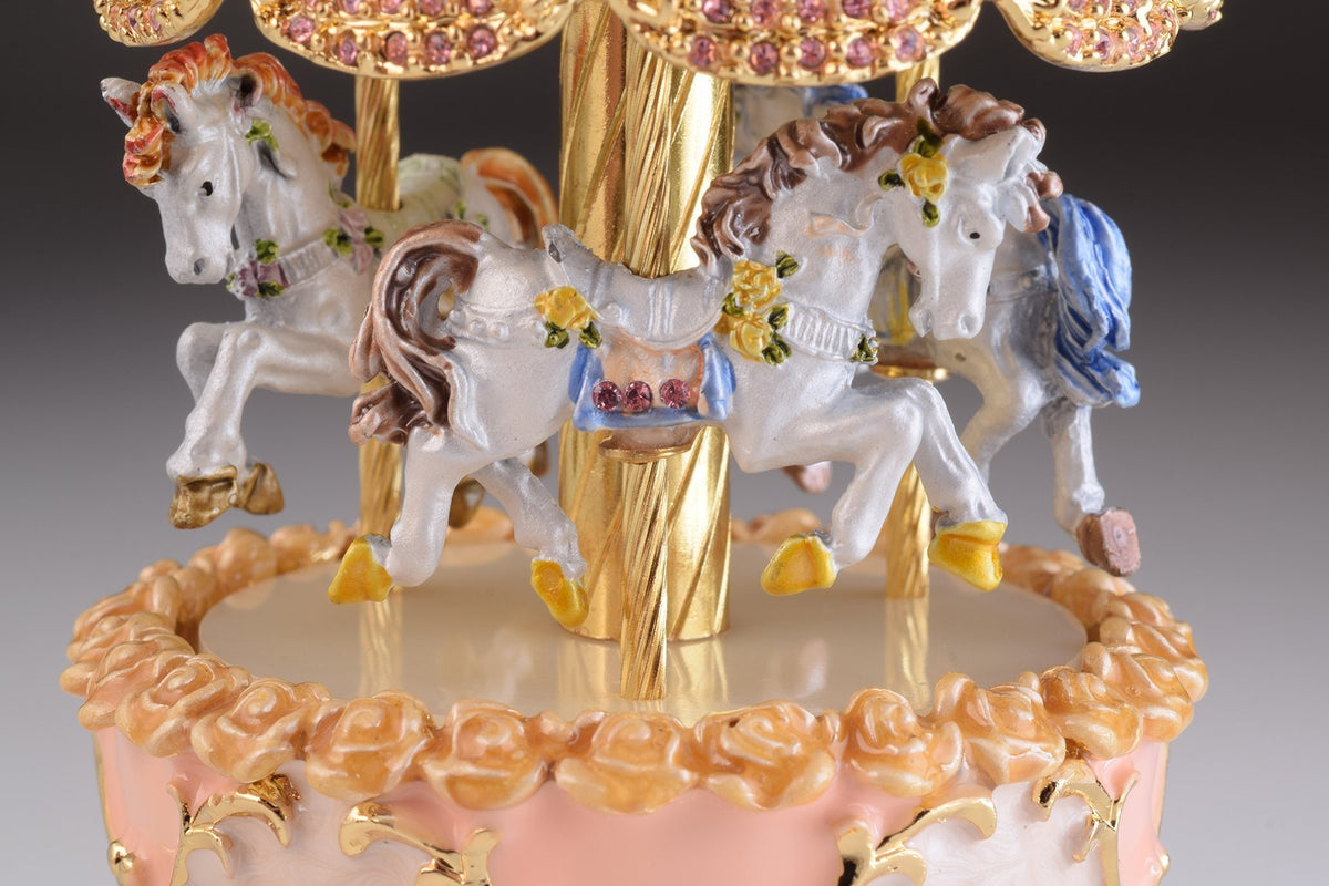 Pink Wind up Carousel Faberge Egg