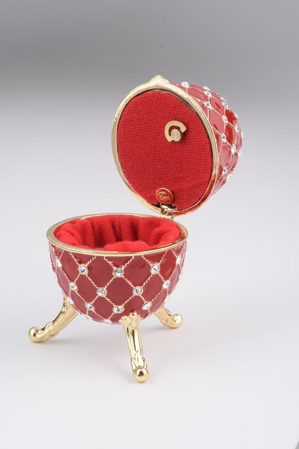 Red Faberge Egg Trinket Box Decorated with Swarovski Crystals