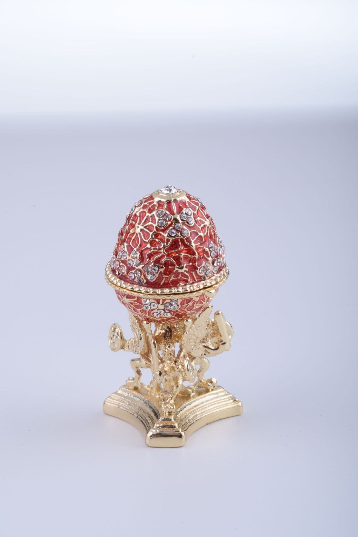 Red Faberge Egg with a Golden Frog Inside