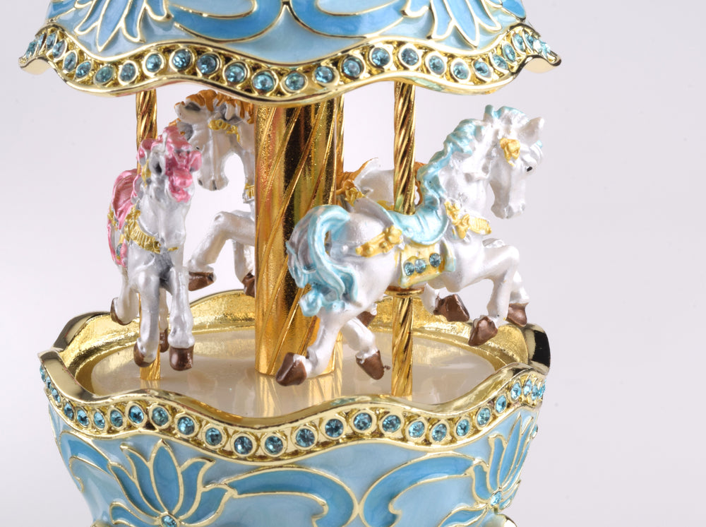 Teal Wind up Musical Carousel