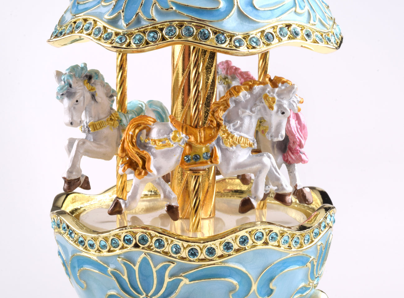 Teal Wind up Musical Carousel