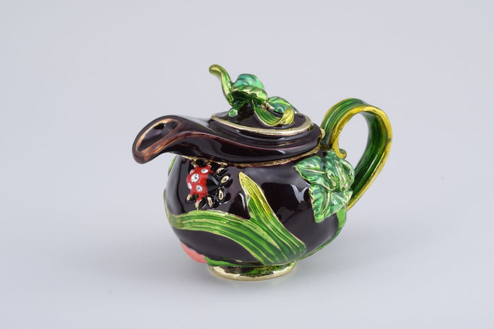 Teapot Decorated with a Ladybug and a Dragonfly
