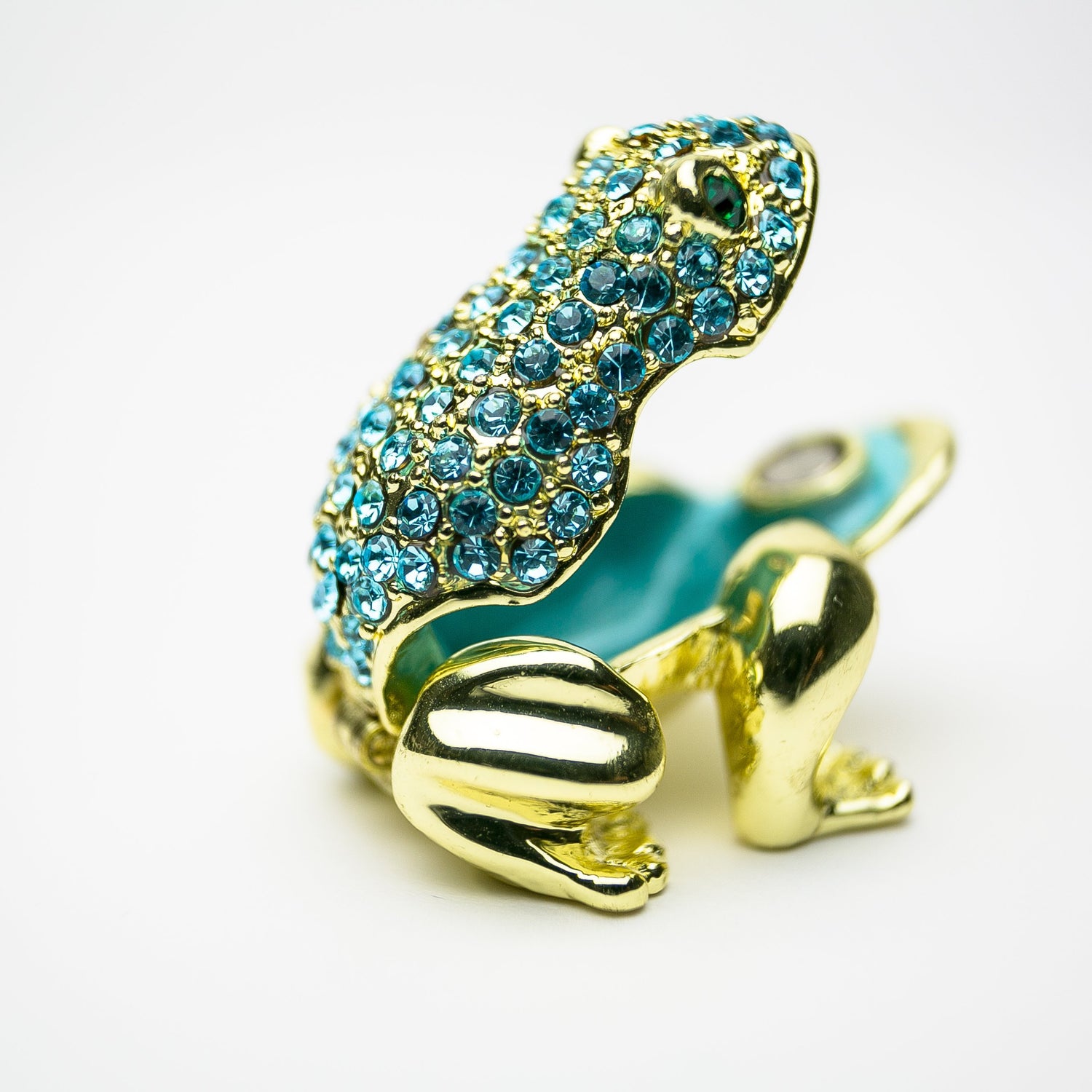 Gold Frog Decorated with Blue Crystals