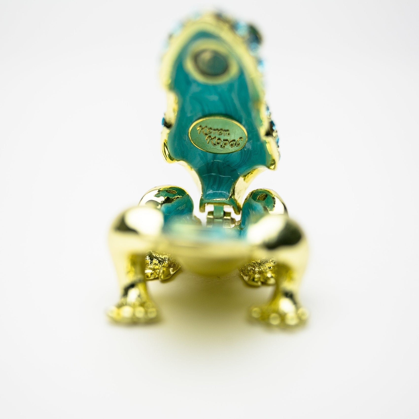 Gold Frog Decorated with Blue Crystals