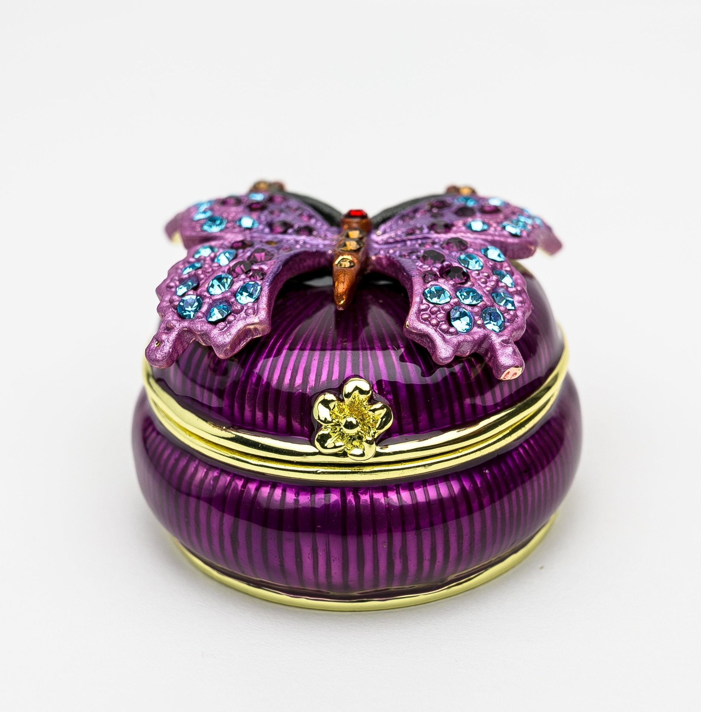 Purple Decorated Trinket Box with Butterfly
