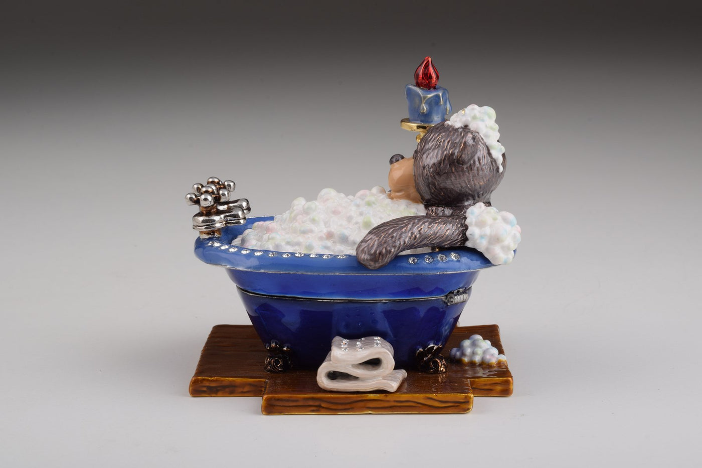 Teddy Bear in a Bath Trinket Box